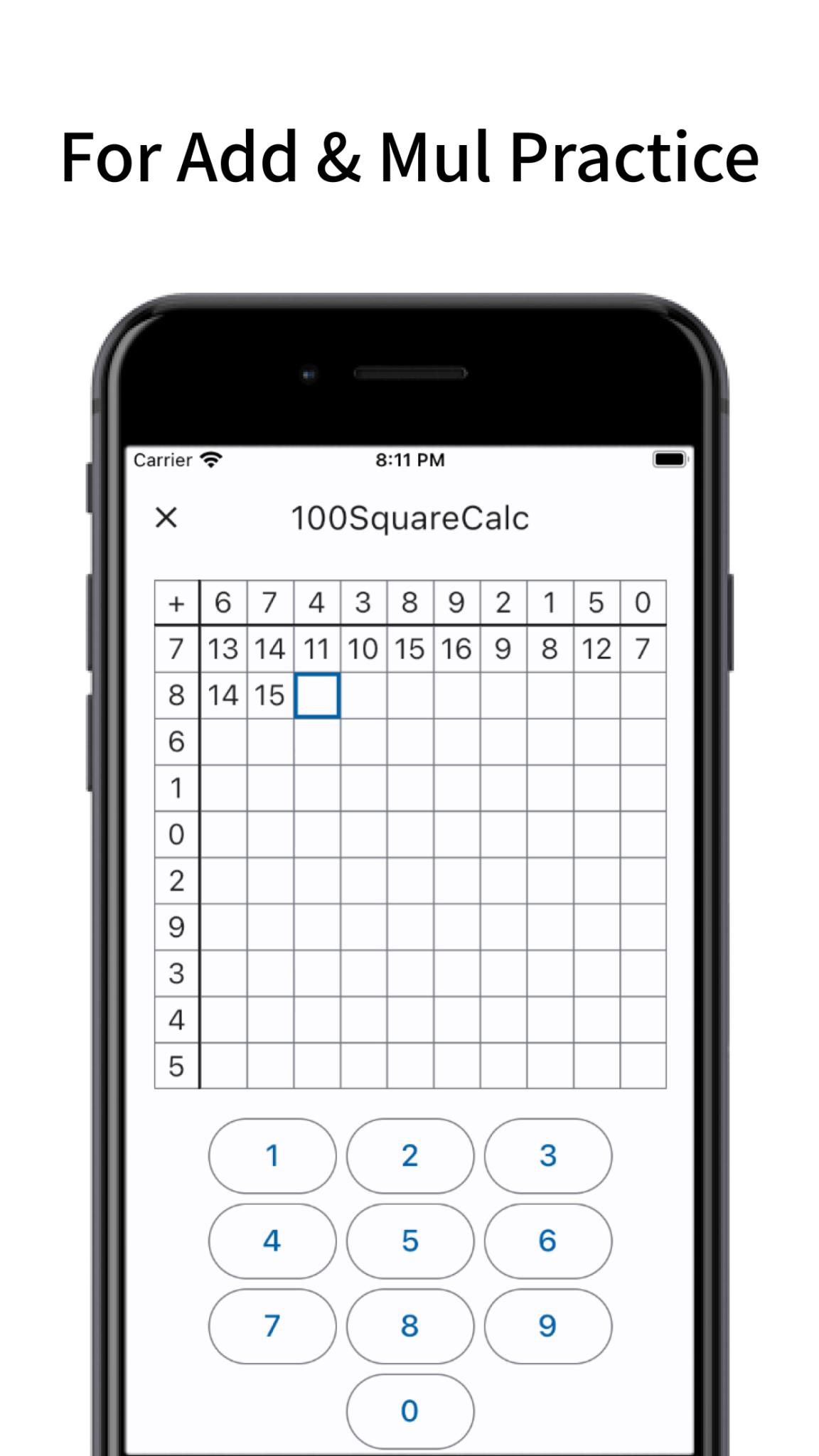 100 Square Calc: Add & Mul [Android, iOS] | enoiu